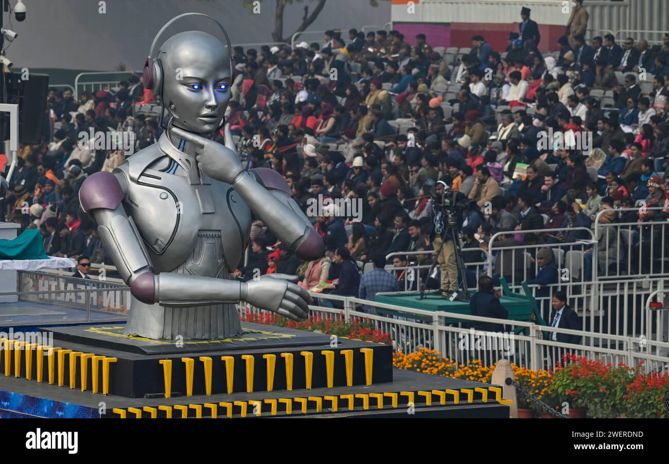 NEW DELHI, INDIA - JANUARY 26: A tableaux from Ministry of Electronics and Information ...