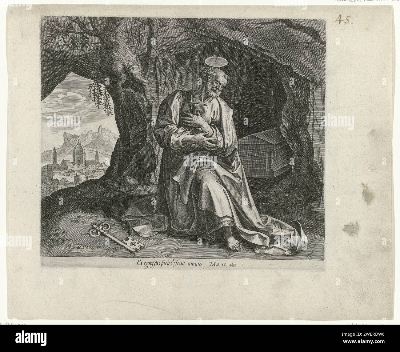 Peter after his denial of Christ, Philips Galle (attributed to workshop ...