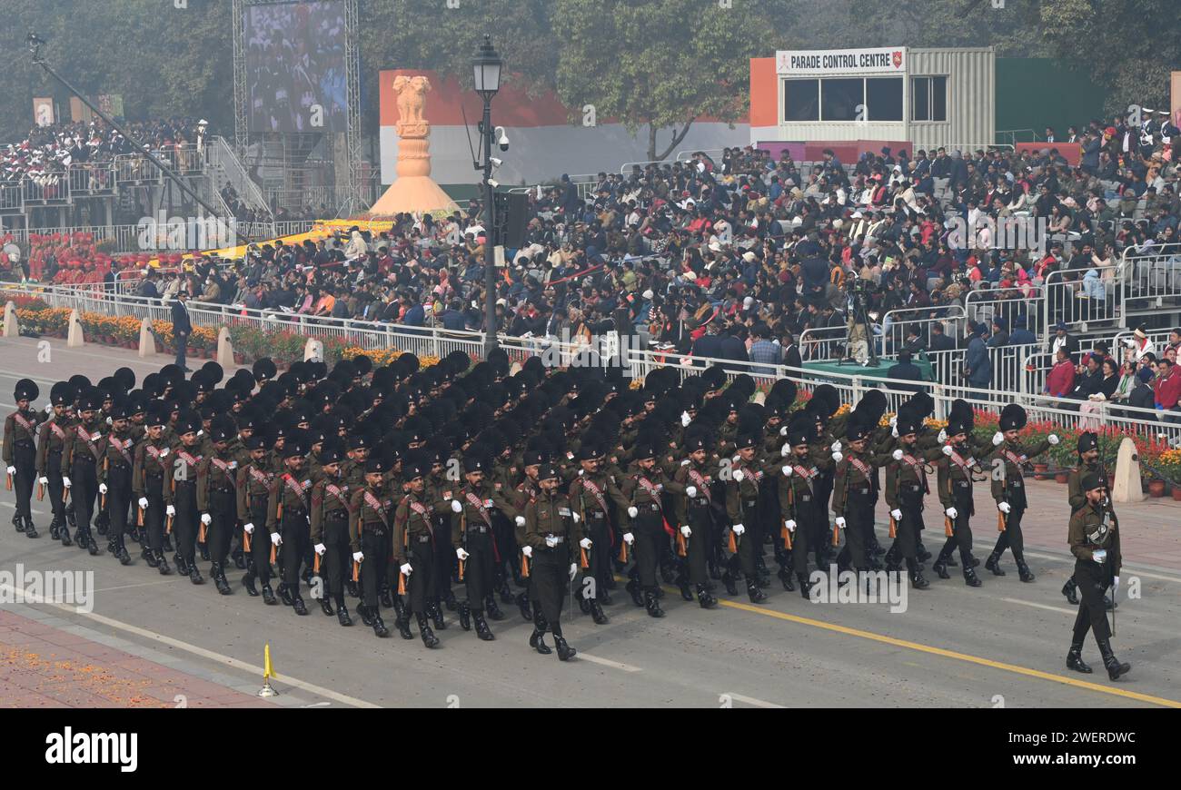 NEW DELHI, INDIA - JANUARY 26: Indian contingent marches past during the 75th Republic Day ...