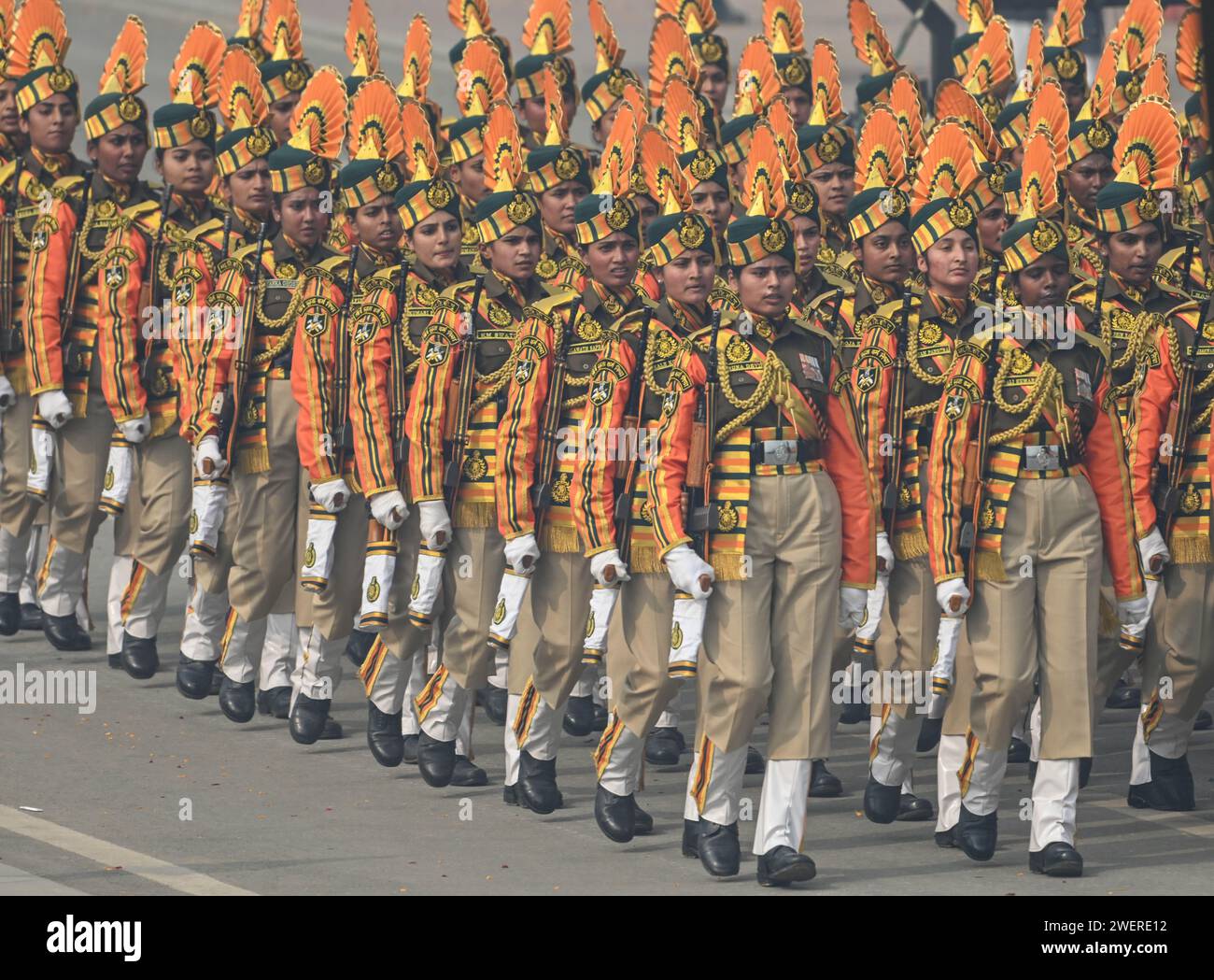 NEW DELHI, INDIA - JANUARY 26: An all women contingent from Indo ...