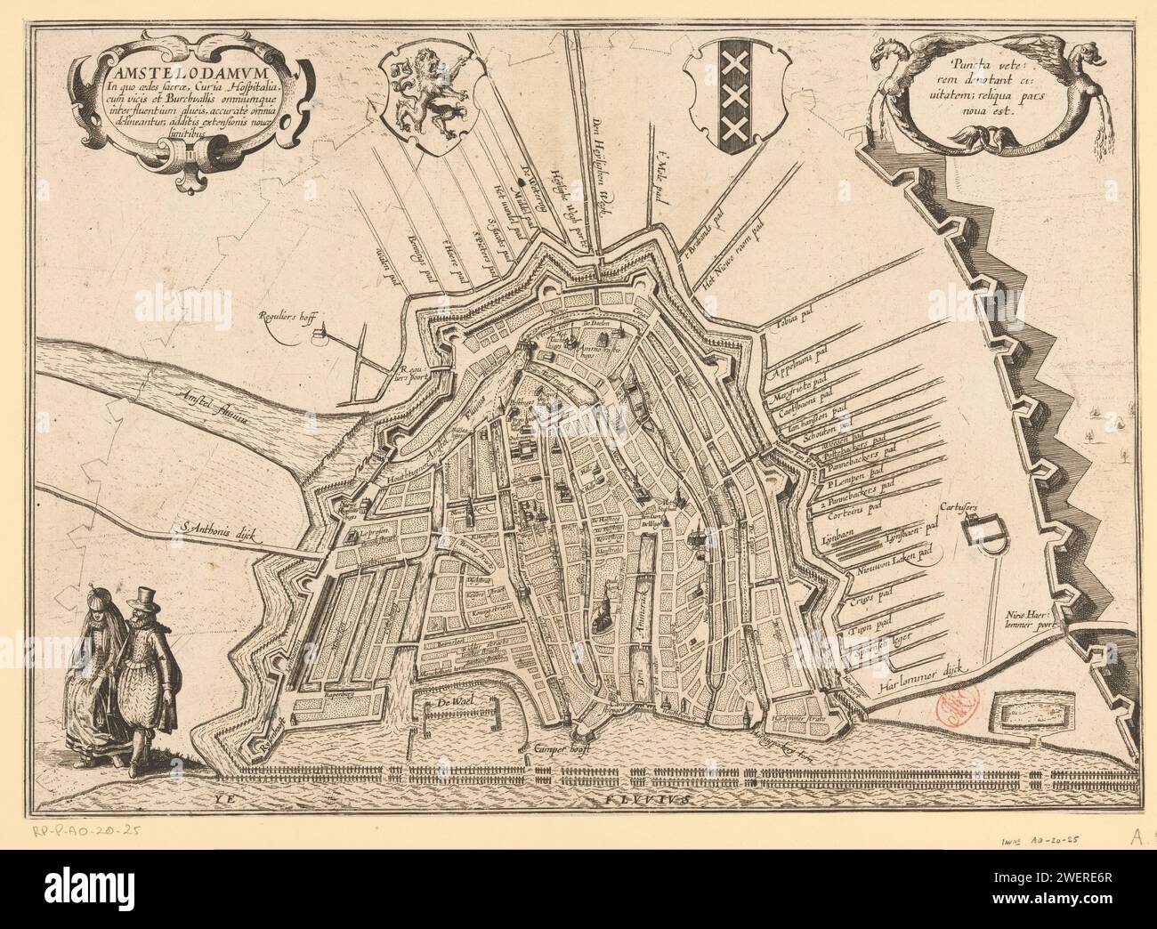 Map of Amsterdam, 1612, Anonymous, 1617 - 1657 print Map of Amsterdam as it would have looked ...
