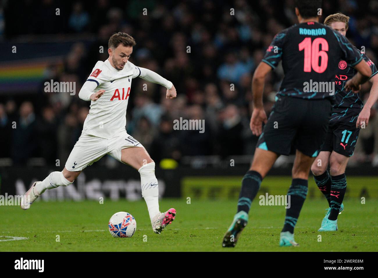 Tottenham's James Maddison passes the ball during the English FA Cup ...