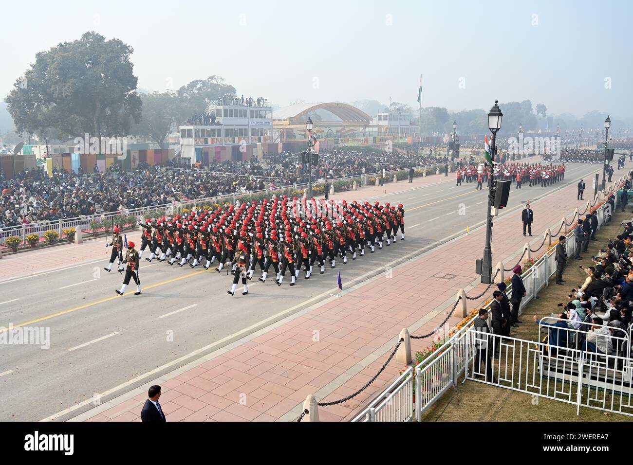 NEW DELHI, INDIA - JANUARY 26: A contingent of the Sikh Regiment marches past the saluting Base ...