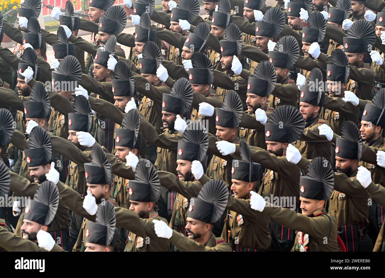 NEW DELHI, INDIA - JANUARY 26: A contingent of the Rajputana Rifles ...