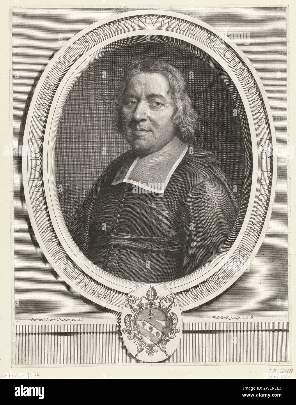 Portret van Nicolas Perfect, Gerard Edelinck, After Robert Nanteuil ...