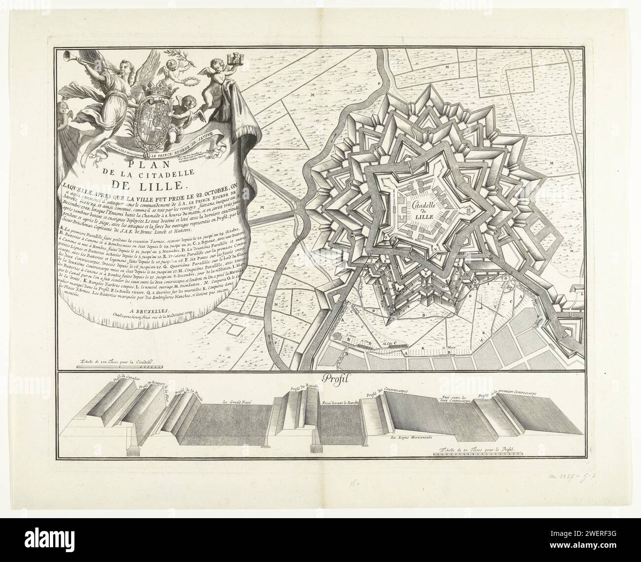 Map of the Citadel van Lille, 1708, 1709 print Map of the Citadel van ...