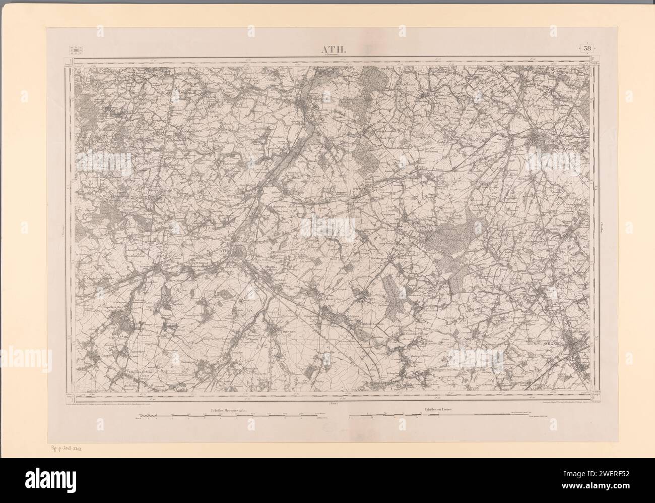 Map of the surroundings of Aat, various manufacturers, 1873 print paper ...
