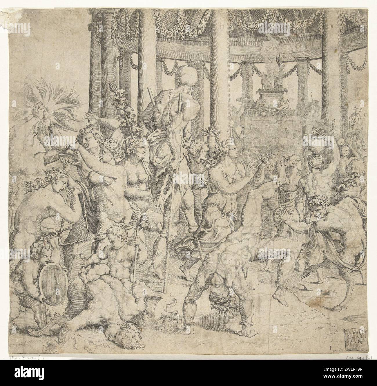 Triumph of Bacchus, right plate, Cornelis Bos, after Giulio Romano ...