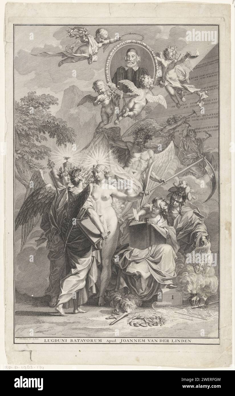 Allegorical title page with the portrait of writer Edward Simson, 1729 ...