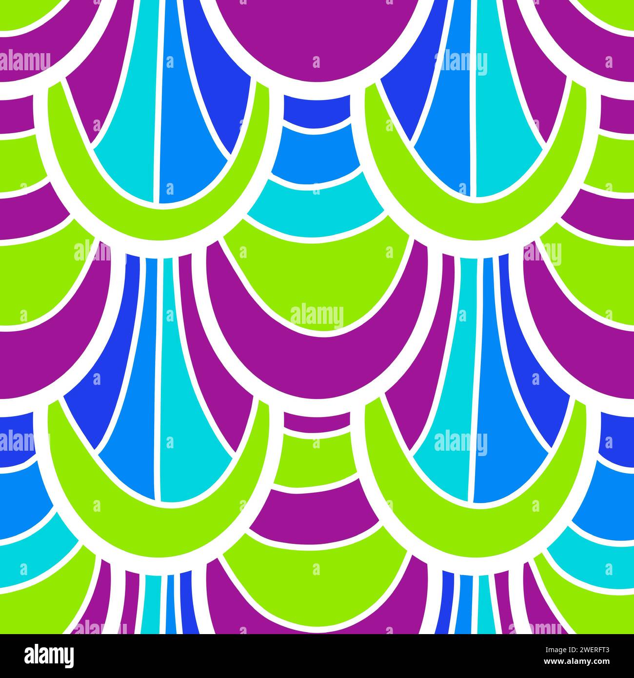 Abstract cartoon doodle seamless mermaid fish scales pattern for ...