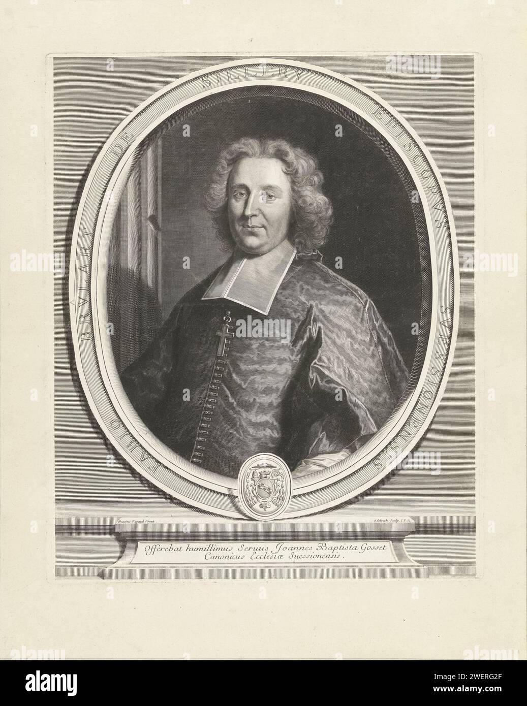 Portret van Fabio Brûlart de Sillery, Gerard Edelinck, After Hyacinthe ...