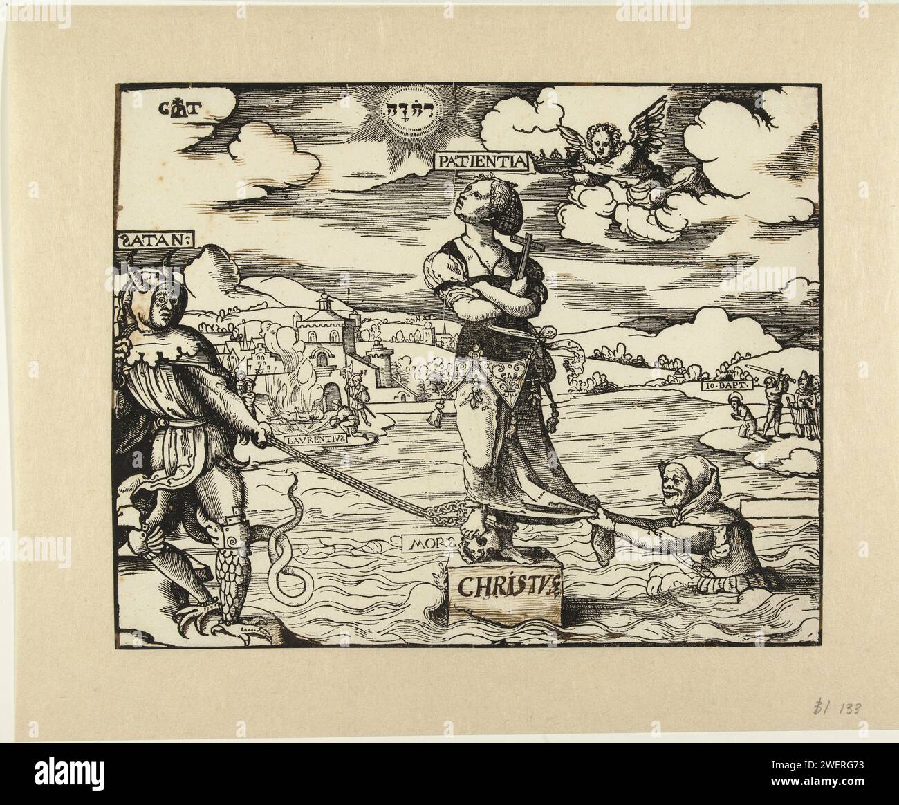 Patience (Patientia) on a stone in the water, Cornelis Anthonisz., 1507 ...