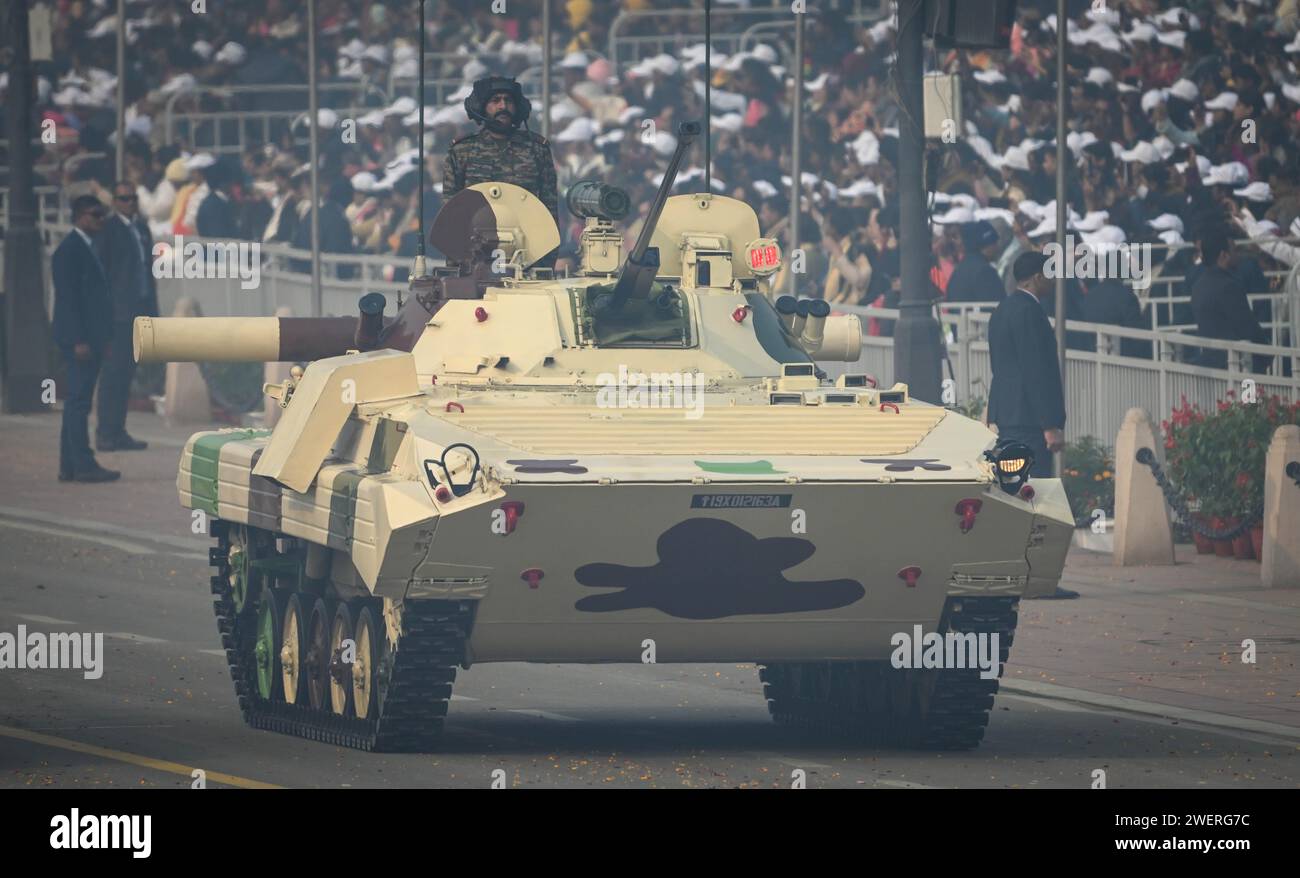NEW DELHI, INDIA - JANUARY 26: ICV BMP 2/2K (SARATH) on display during ...