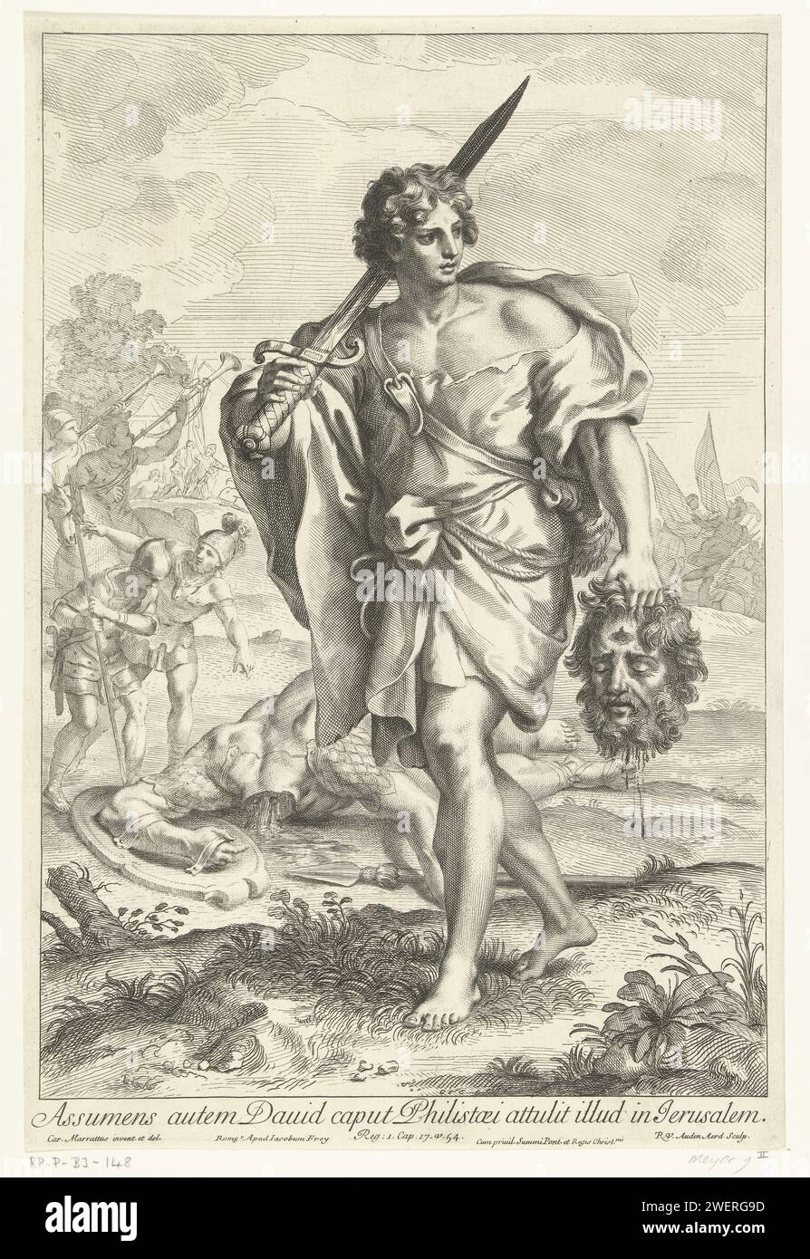 David with the head of Goliath, Robert van Audenaerd, after Carlo ...