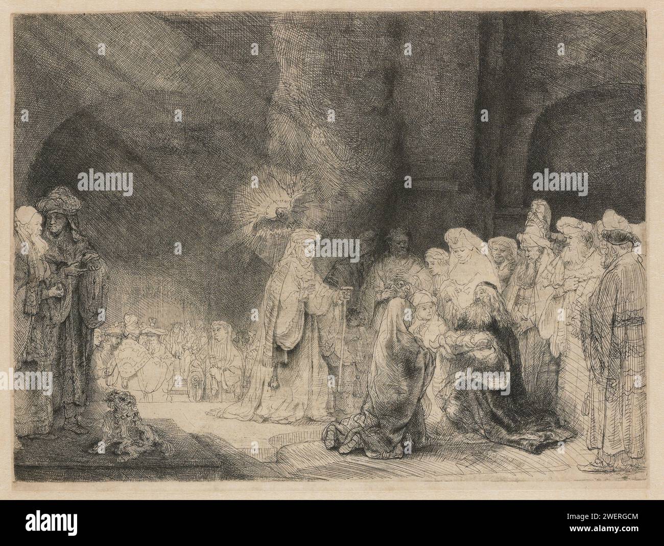 The presentation in the Temple: Oblong Print, Rembrandt van Rijn, c ...
