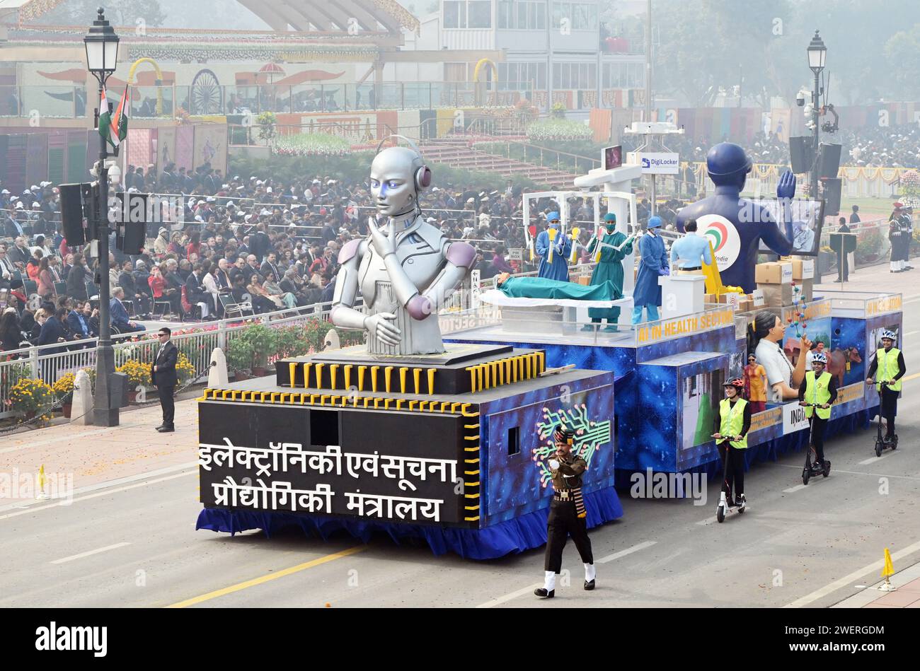 NEW DELHI, INDIA - JANUARY 26: A tableaux from Ministry of Electronics and Information ...