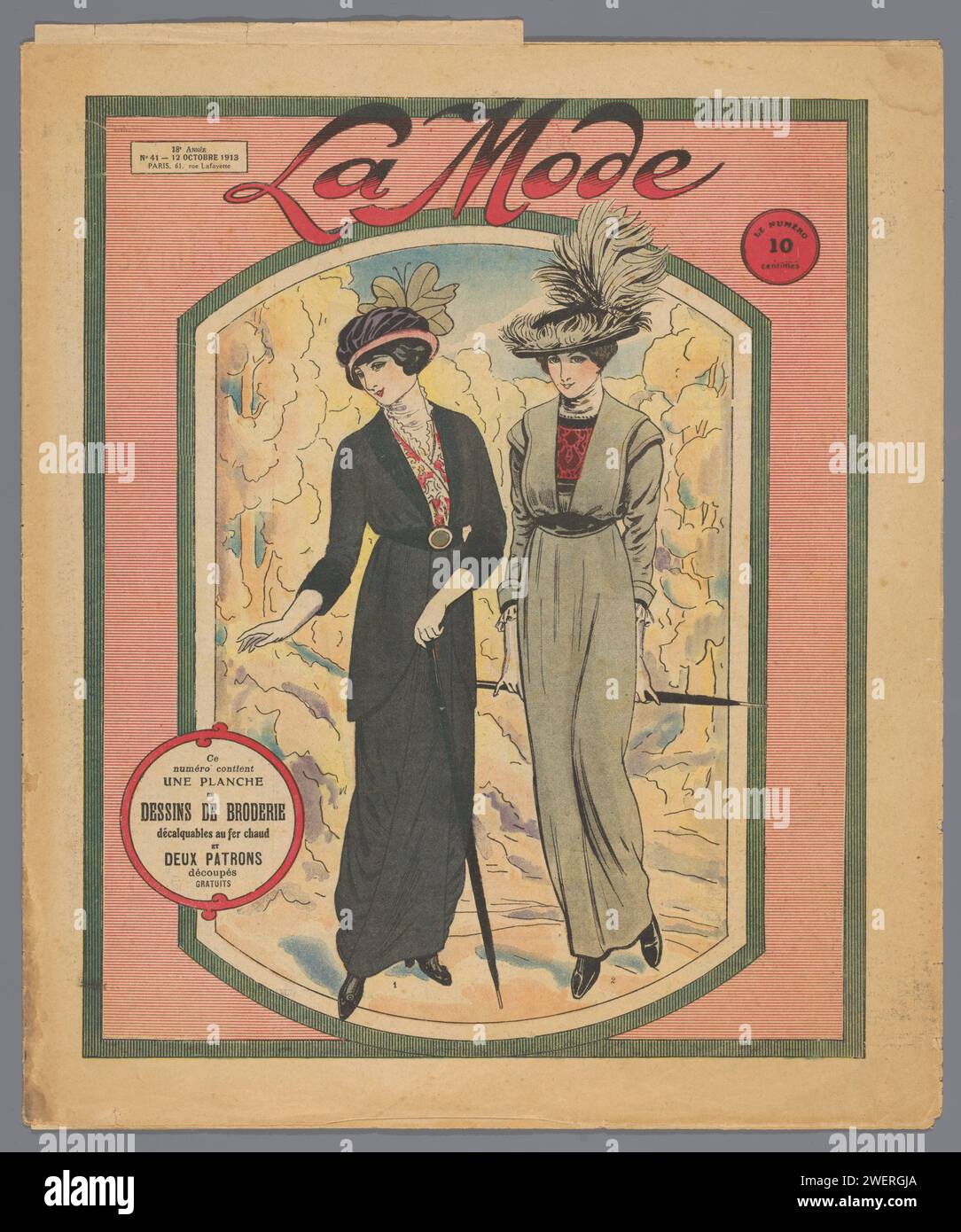 La Mode, 18th Année, No. 4- 12 Octobre 1913: cover with two women in ...