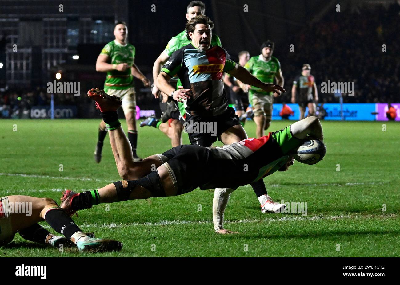 Twickenham. United Kingdom. 26 January 2024. Premiership Rugby ...