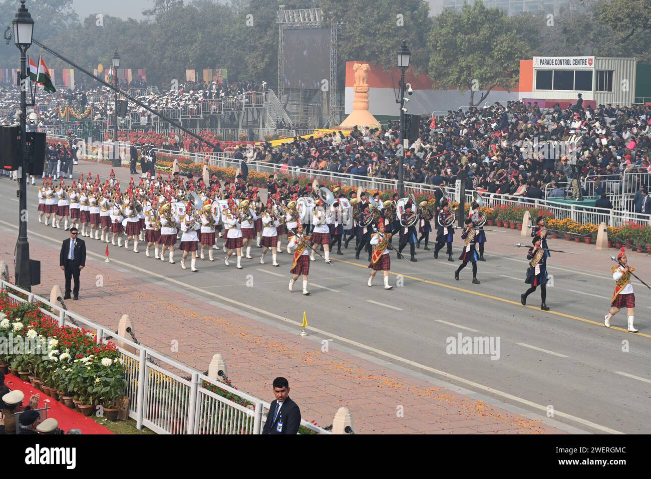NEW DELHI, INDIA - JANUARY 26: NCC National Cadet Corps Contingent Marching Parade during the ...