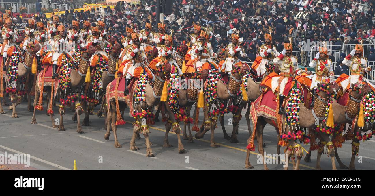 NEW DELHI, INDIA - JANUARY 26: BSF Camel Contingent march during the ...