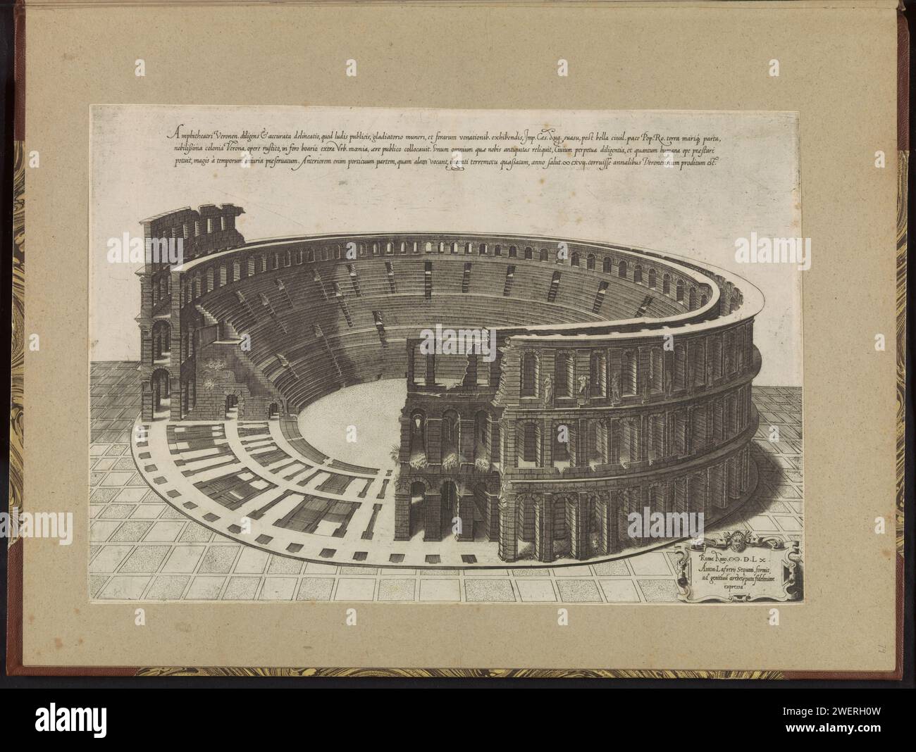 Arena Van Verona, Enea Vico, 1560 print Top in Latin. The print is part ...