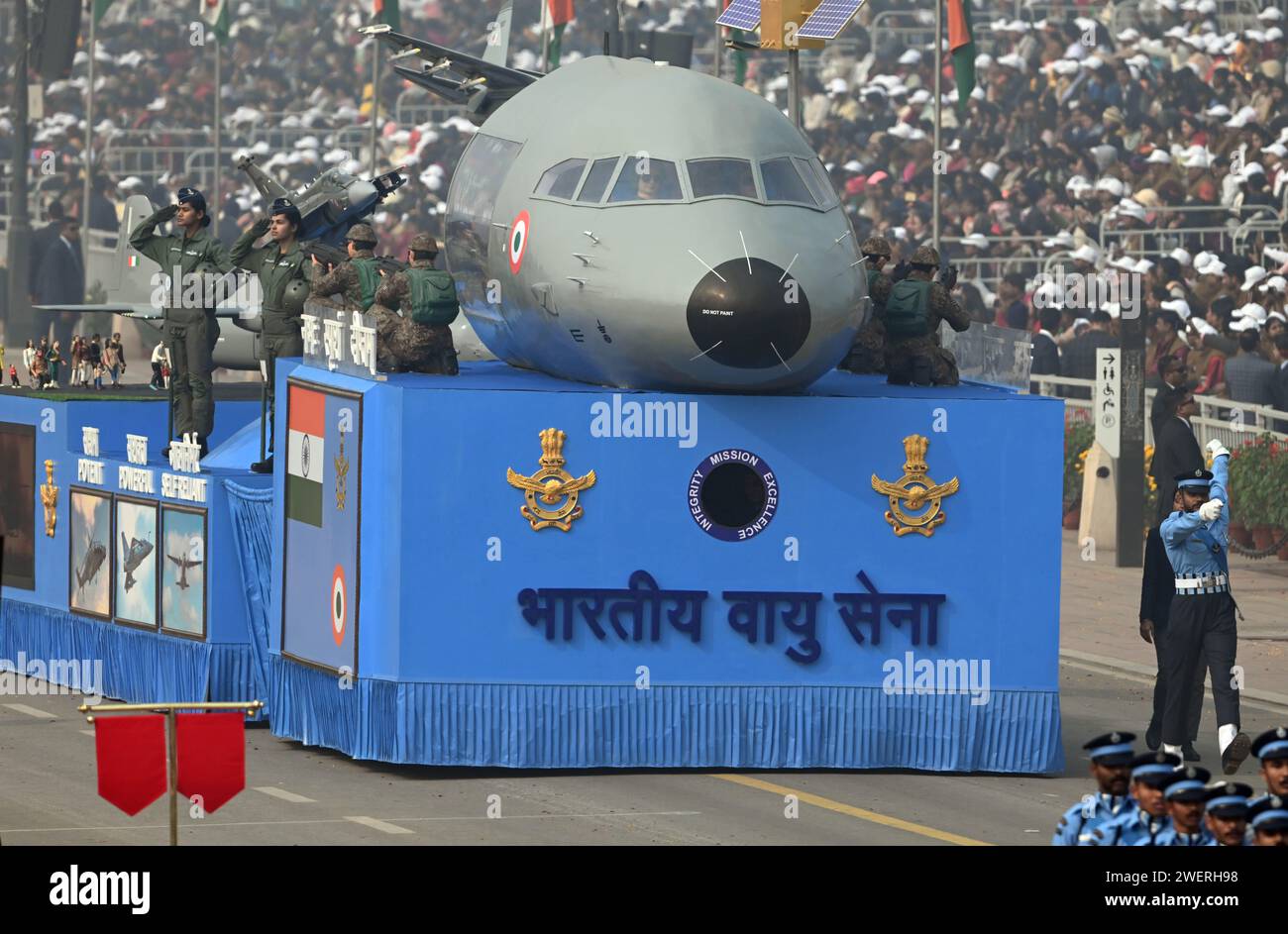 NEW DELHI, INDIA - JANUARY 26: Indian Air Force tableaux on display during the 75th Republic Day ...