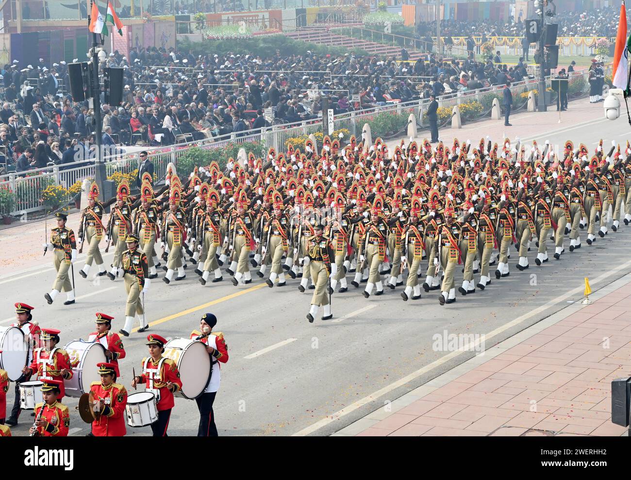 NEW DELHI, INDIA - JANUARY 26: An all women contingent from Border Security Force (BSF) past the ...