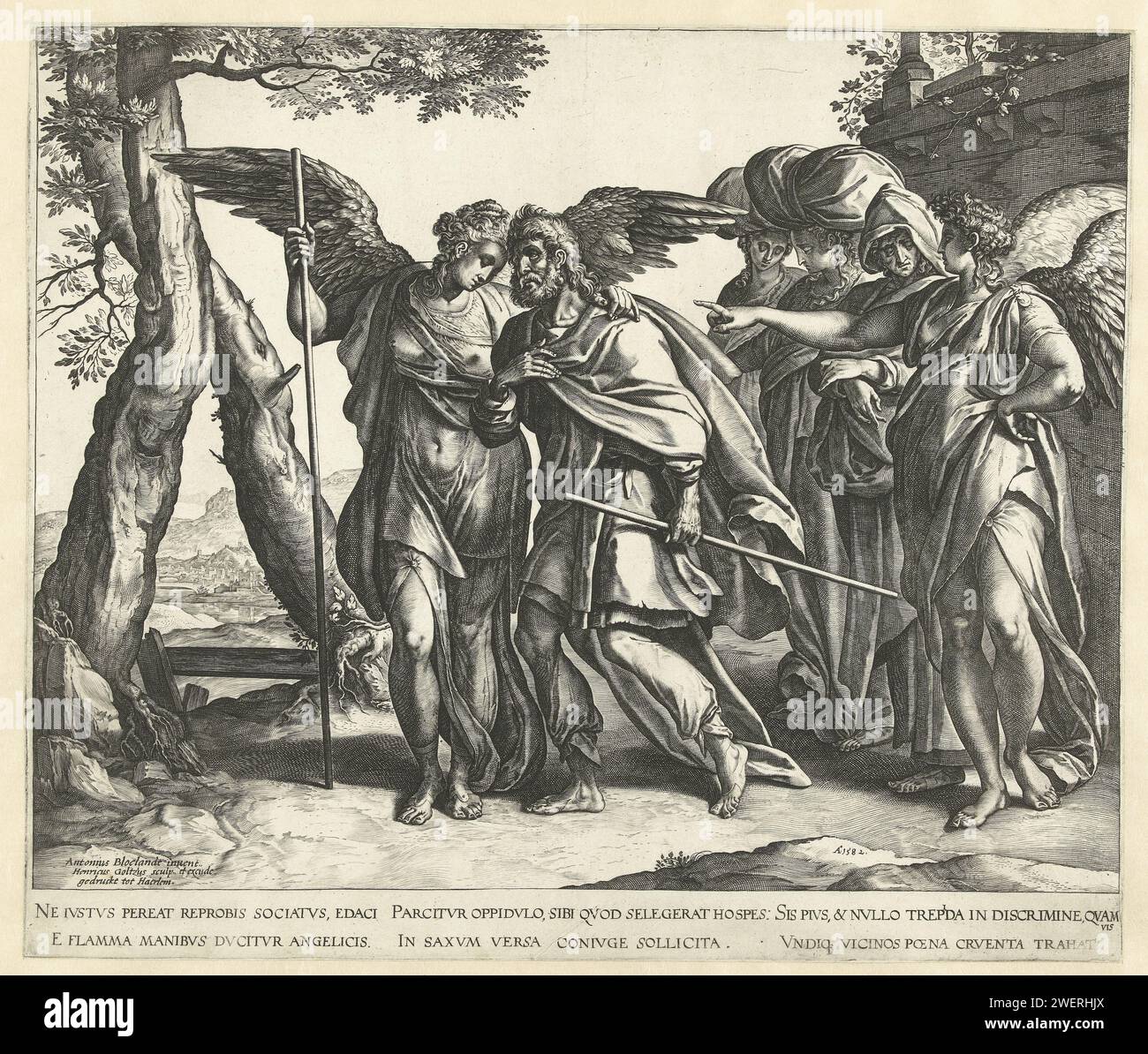 Lot flees Sodom with his wife and daughters, Hendrick Goltzius, After ...