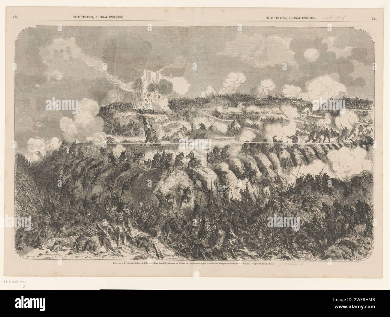 Battle of Malachov, 1855, Jules Worms, 1855 print Battle of Malachov on ...