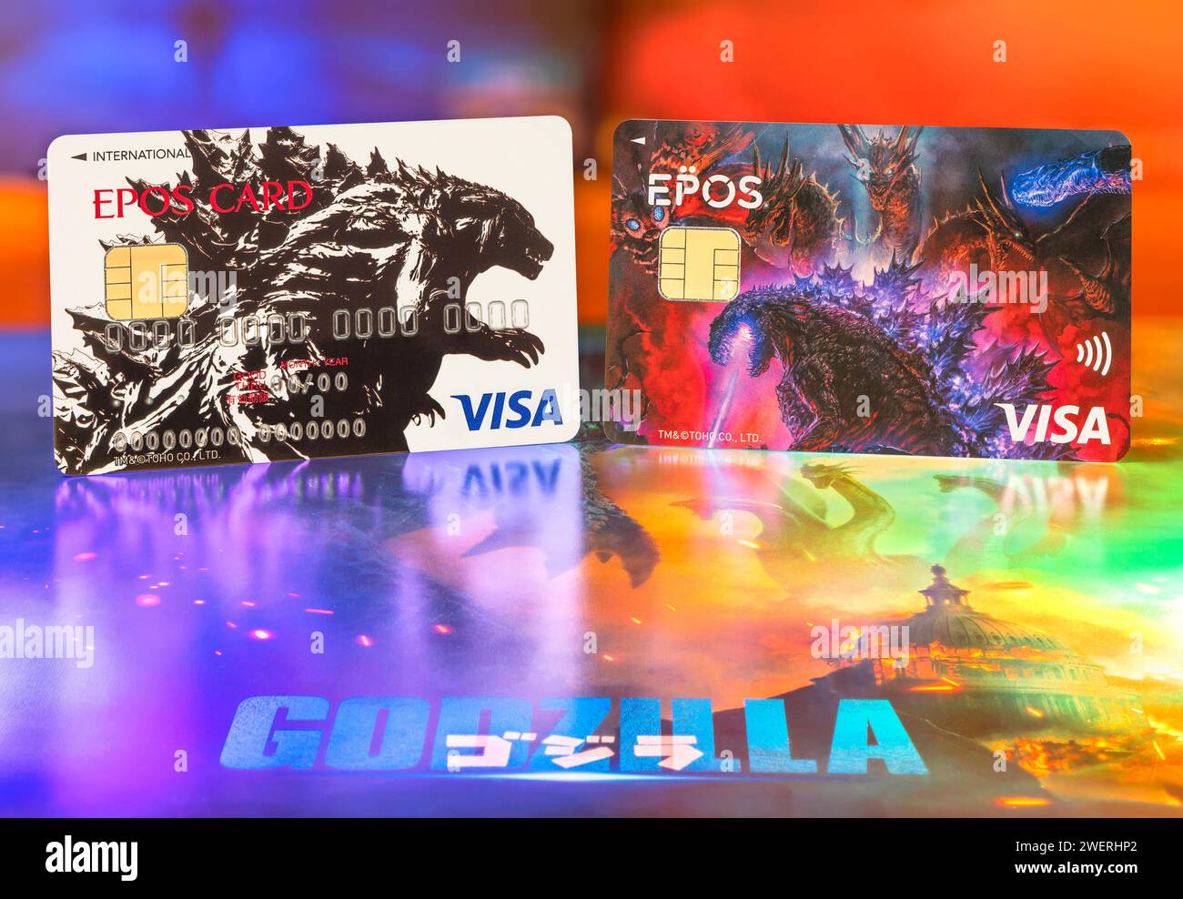 tokyo, japan - jan 27 2024: Close-up of two Japanese Visa EPOS credit ...