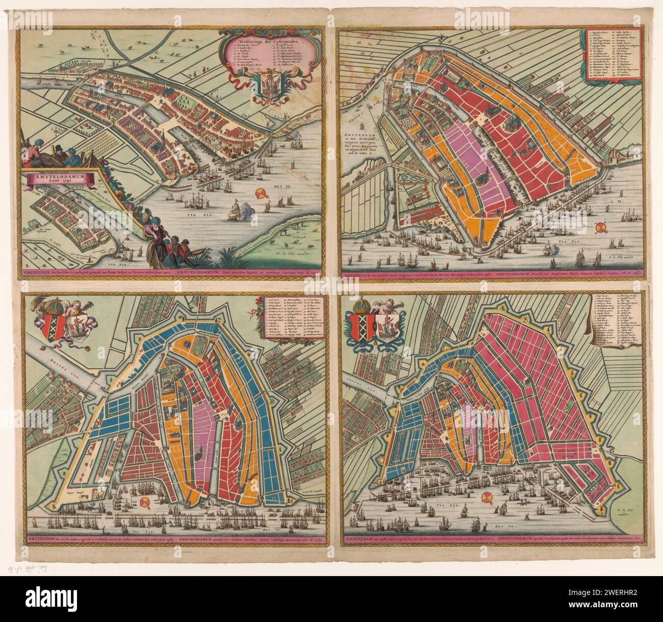 Four floor plans from Amsterdam from 1400 to 1612, Pieter Hendricksz ...