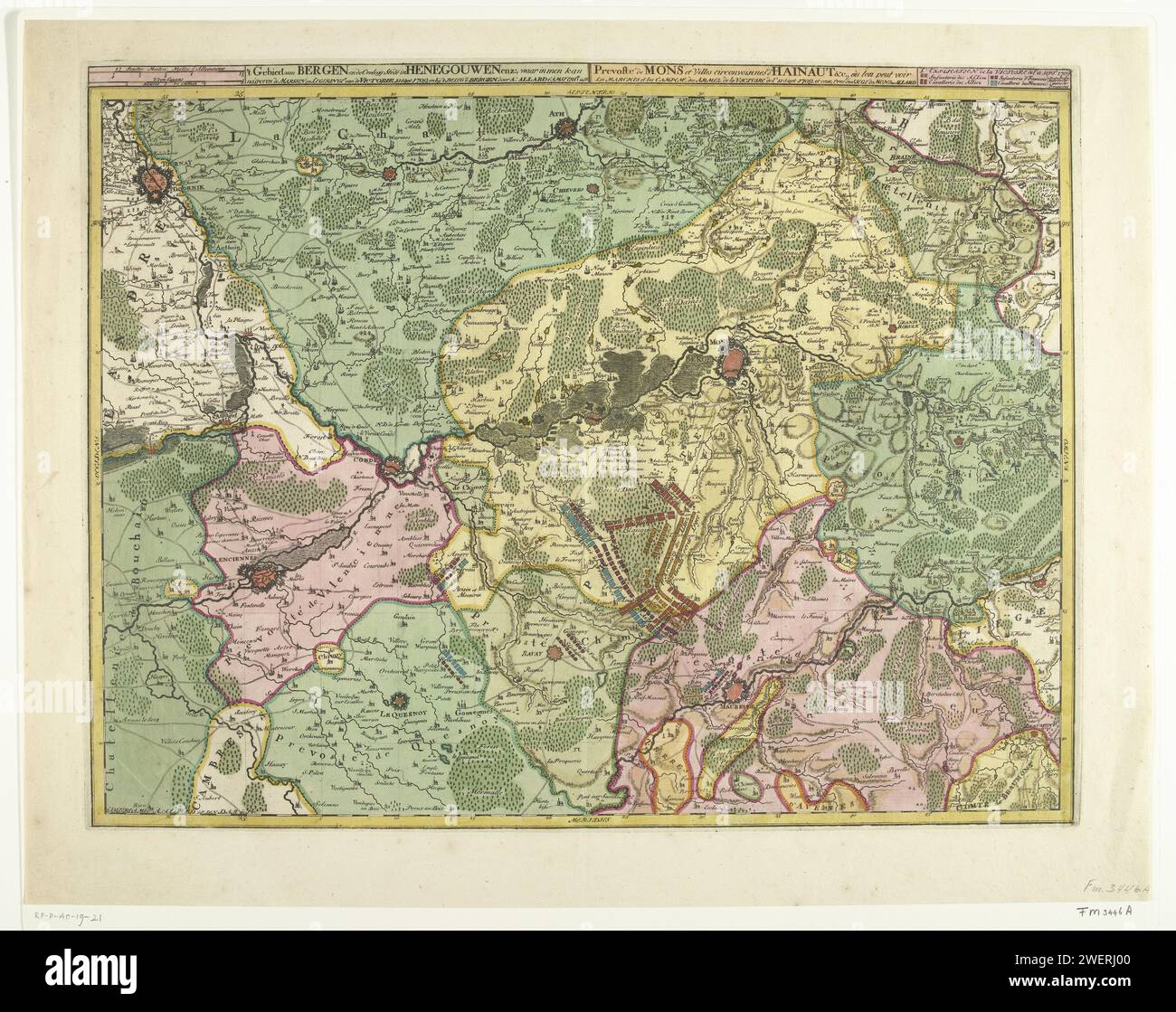 Map of Hengouwen with Bergen and Surrounding Cities, 1709, 1709 print ...