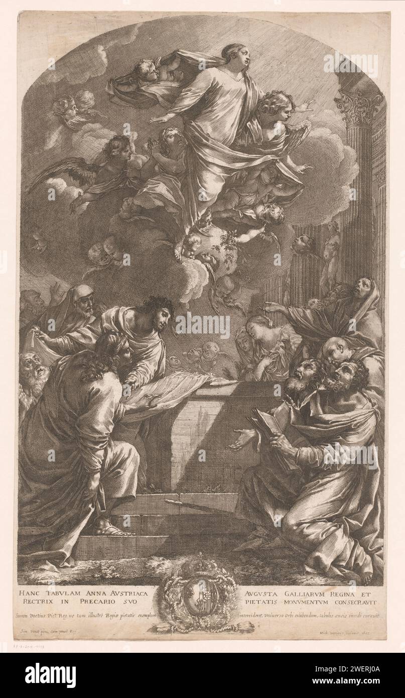 Ascension of Mary, Michel Dorigny, After Simon Vouet, 1647 print paper ...