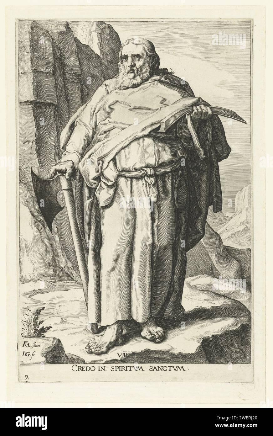 Apostle Matthew, 1591 - 1592 print The Apostle Matthew, standing in a ...