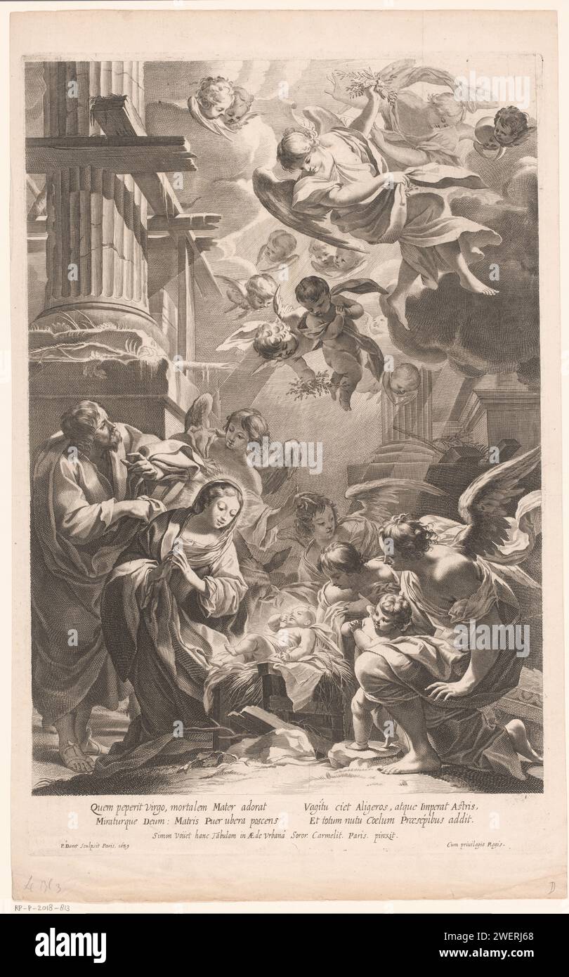 Birth of Christ, Pierre Daret, After Simon Vouet, 1639 print paper ...