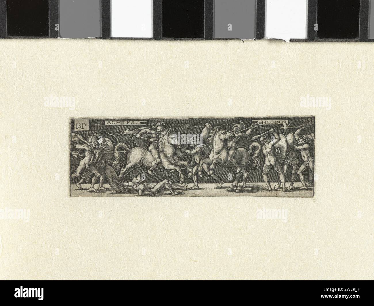 Achilles in fight with Hector, Hans Sebald Beham, 1510 - 1550 print The ...