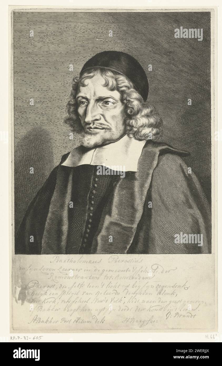 Portrait of Bartholomaeus Prevostius, Hendrik Bary, After Adriaen ...
