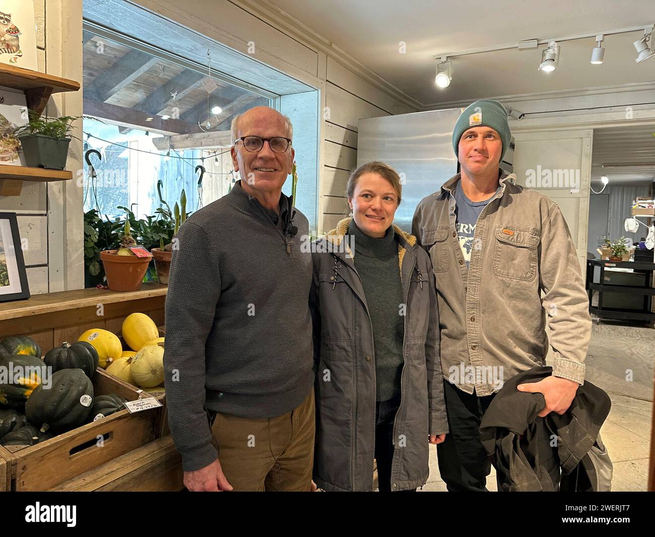 U.S. Sen. Peter Welch, left, stands with Karin Bellemare and Jon Wagner ...