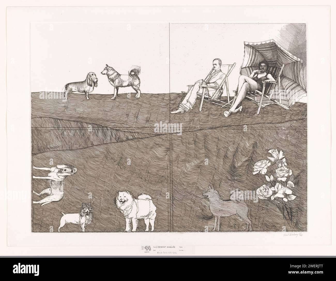 Approximately Mahler, 1972 print Landscape with a high horizon and six ...