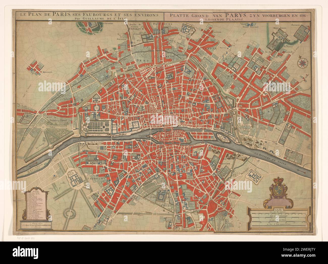 Map of Paris, Anonymous, 1721 - 1774 print paper etching / engraving maps of cities. armorial ...