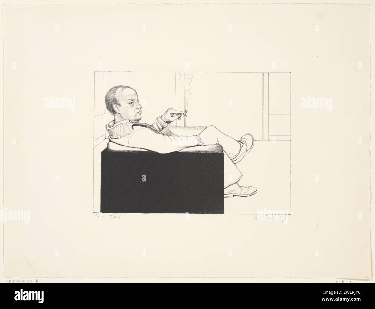 Toni with cigar sitting, 1977 print Portrait of the architect Toni ...