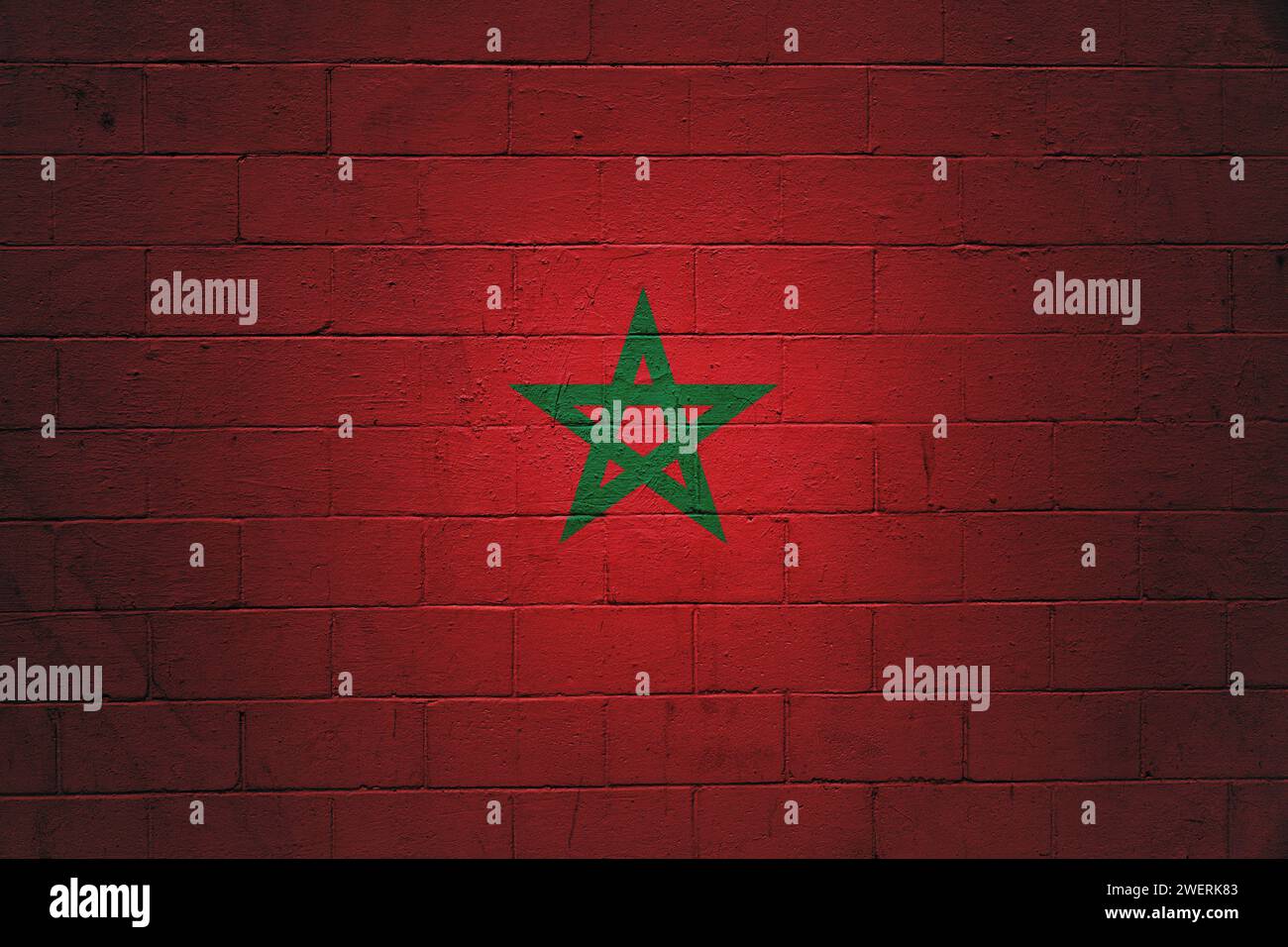 Flag of Morocco painted on a cinder block wall Stock Photo - Alamy