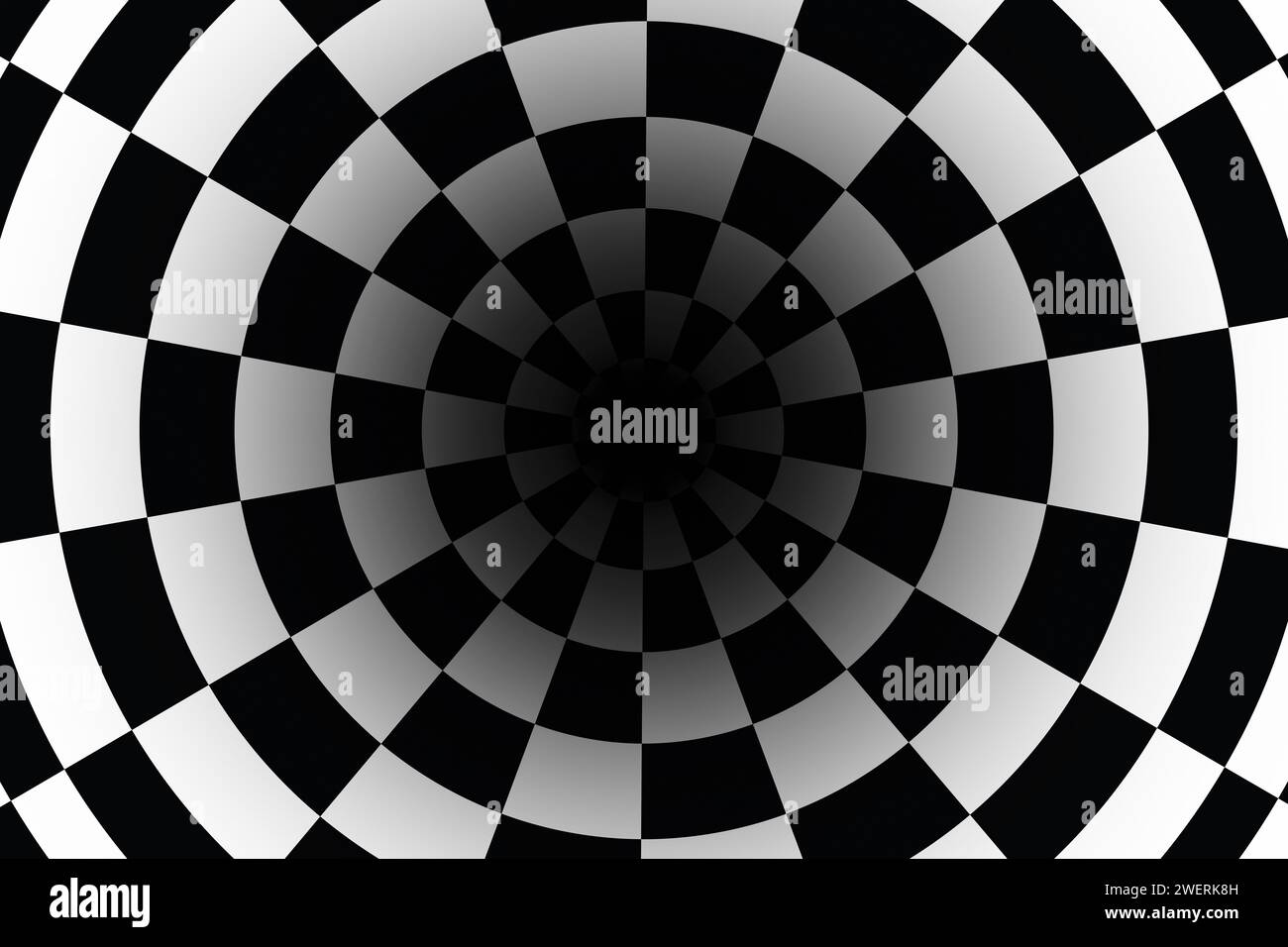 Black and white circular checkerboard with vanishing point Stock Photo ...