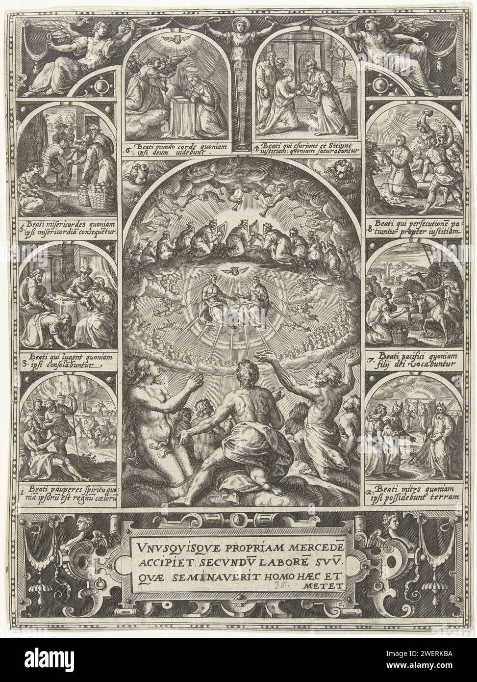 Blessed talks, 1554 - 1580 print Centrally, the heavenly rulers worship ...