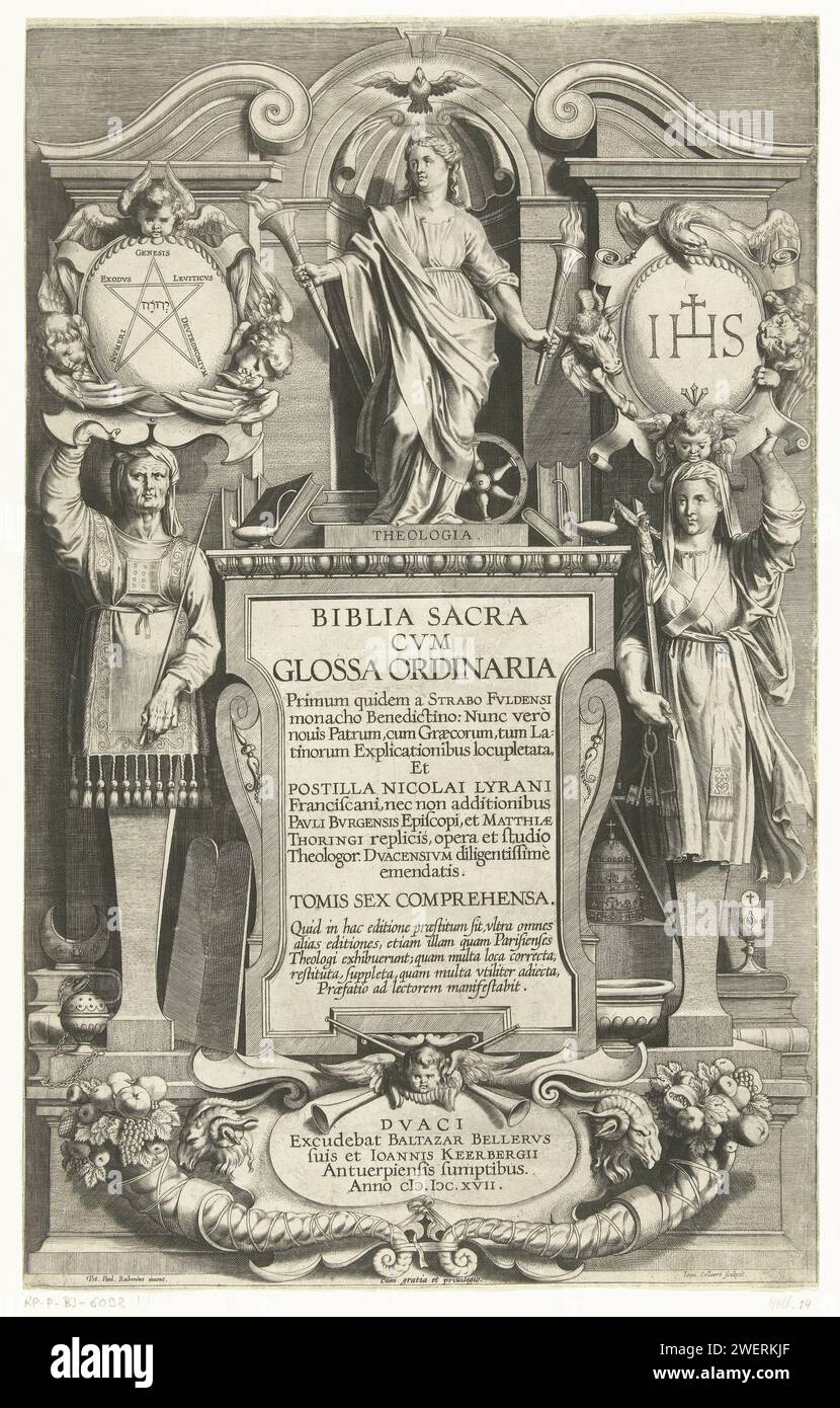 Theologia in architectural frame, Jan Collaert (II), after Peter Paul ...