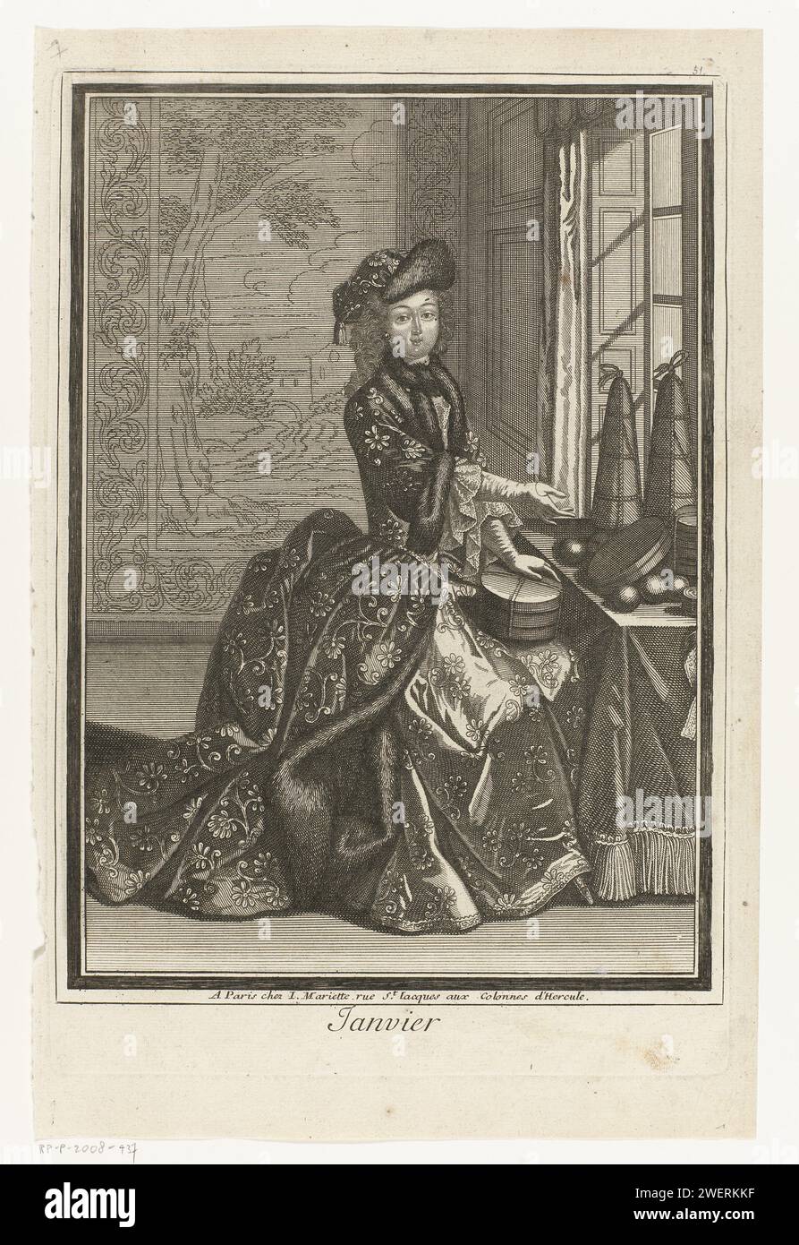 January, 1670 - 1742 print paper etching / engraving the twelve months ...