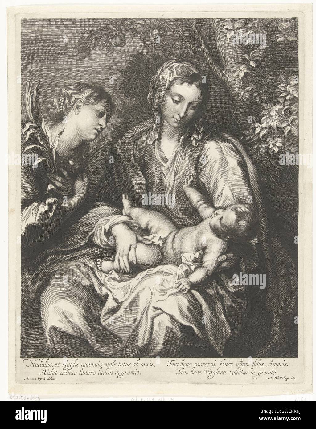 Maria with the child and St. Catharina, Abraham Blotling, after Anthony ...