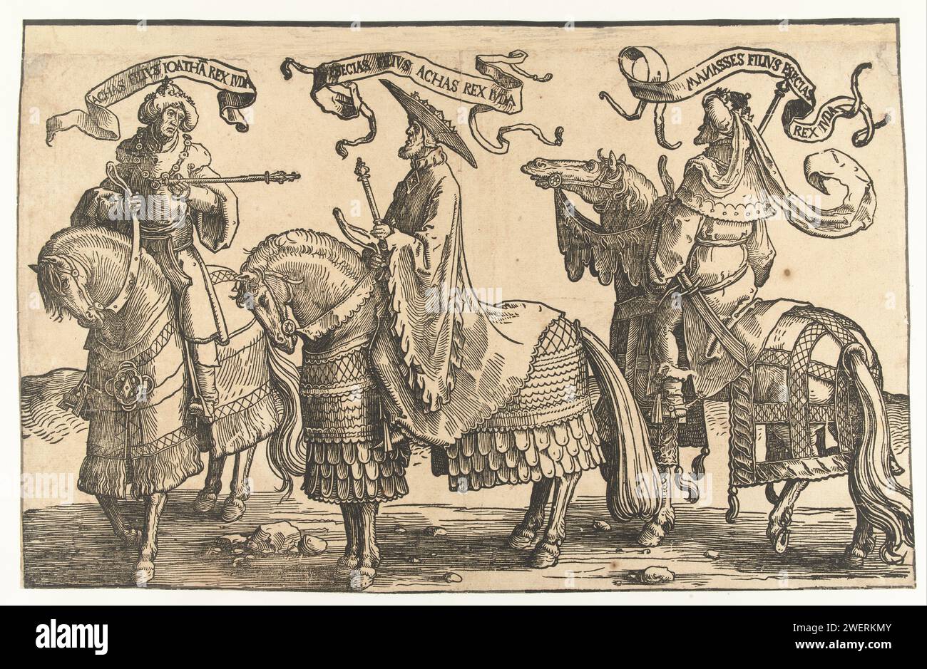 Kings Achaz, Hezekiah and Manasse, Lucas van Leyden, 1518 - 1522 print ...
