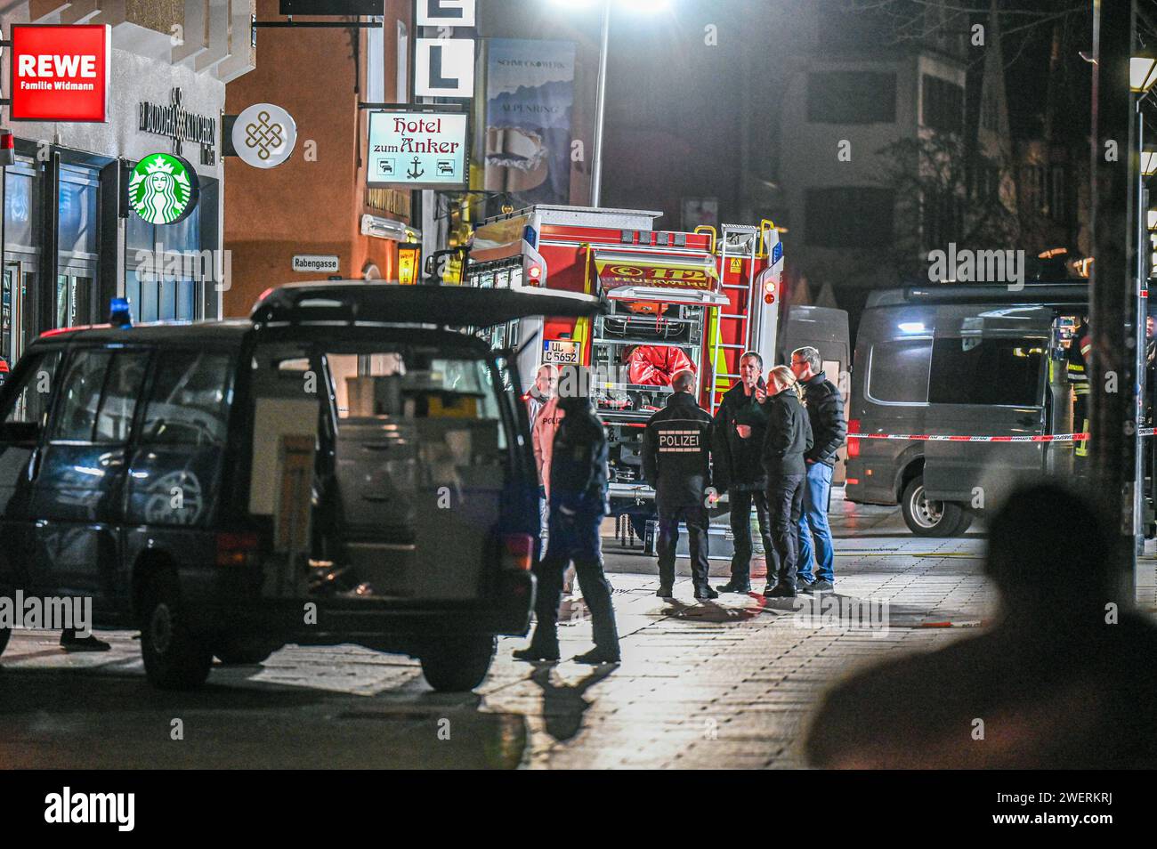 Ulm, Germany. 26th Jan, 2024. Police vehicles near the Münsterplatz ...