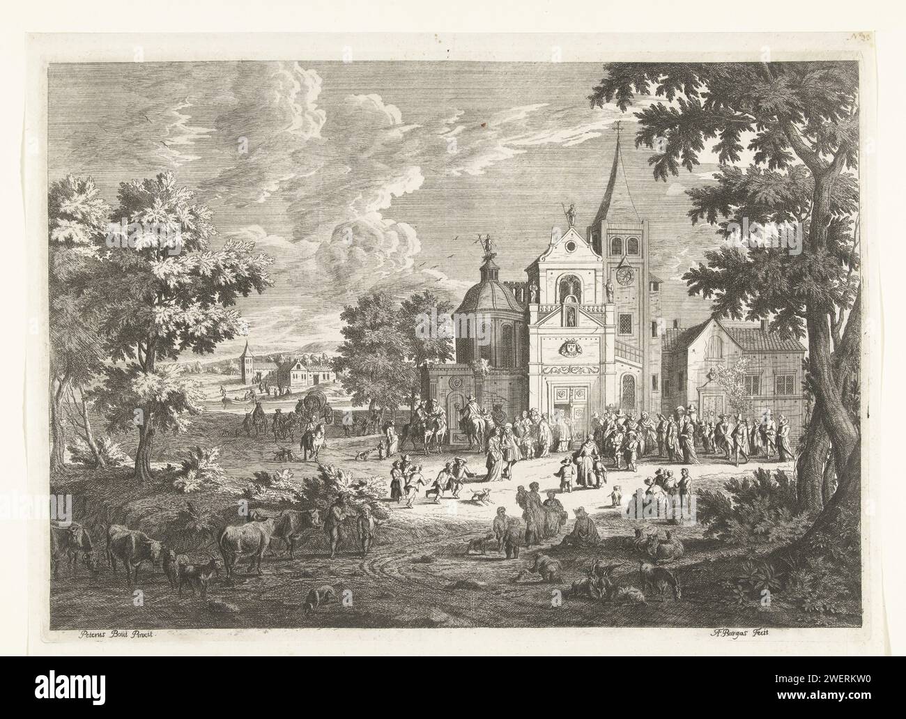 Village face with church where spiritual guard on the wedding couple ...